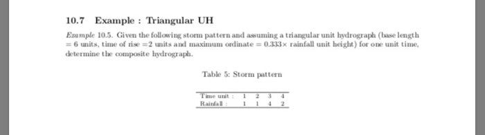 10.7 Example: Triangular UH Eample 10.5. Given the | Chegg.com