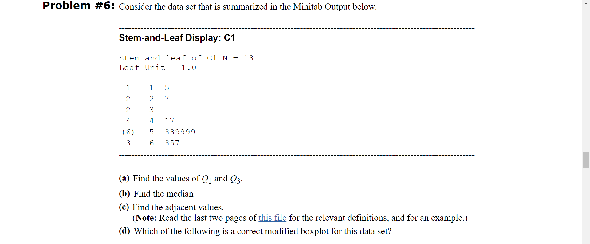 Problem #6: Consider the data set that is summarized | Chegg.com