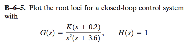 Solved B-6-5. Plot the root loci for a closed-loop control | Chegg.com