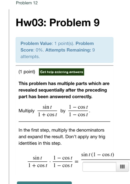 Solved Problem 12 Hw03: Problem 9 Problem Value: 1 point(s). | Chegg.com Solved Problem 12 Hw03: Problem 9 Problem Value: 1 point(s). | Chegg.com