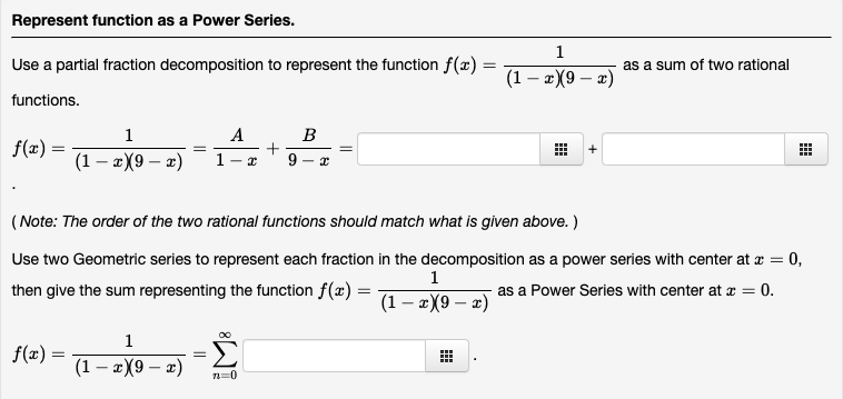 Solved Represent function as a Power Series. Use a partial | Chegg.com