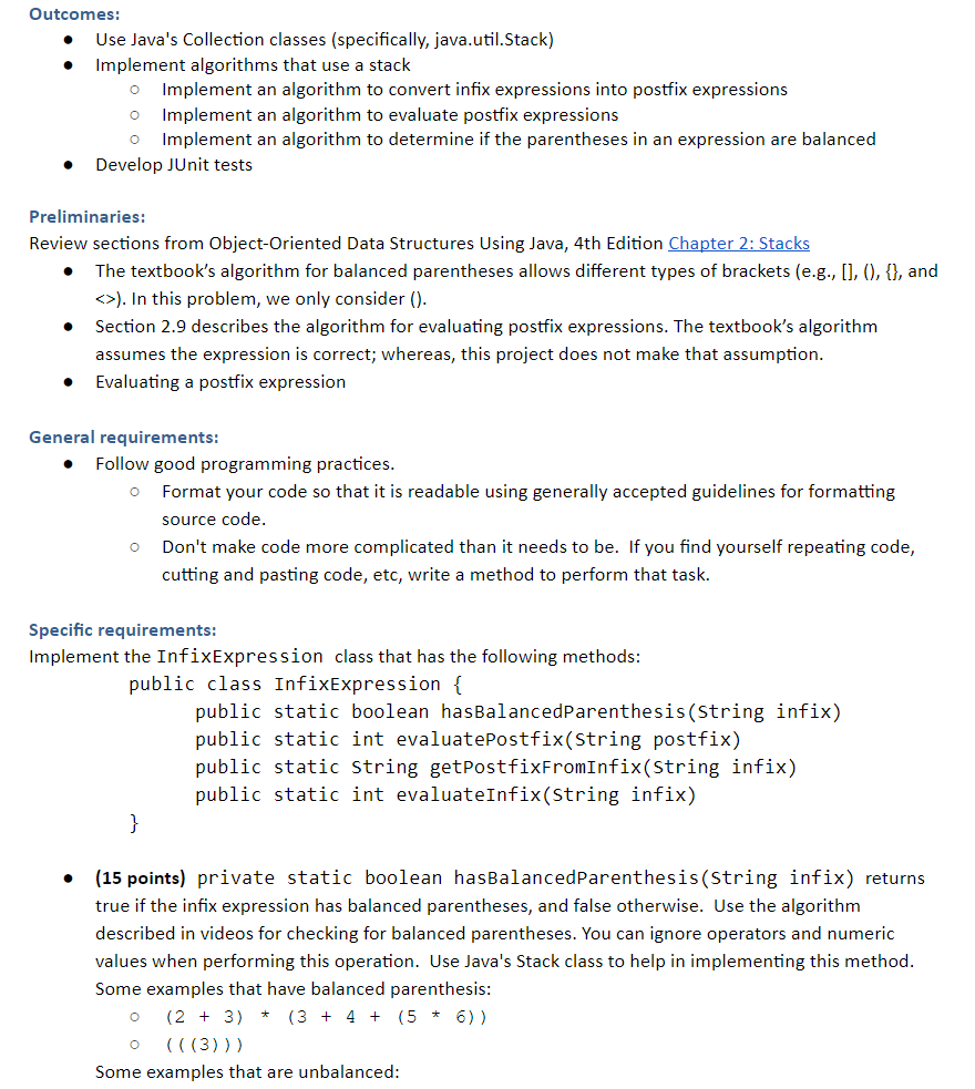 Solved import java.util.*; public class InfixExpression { | Chegg.com