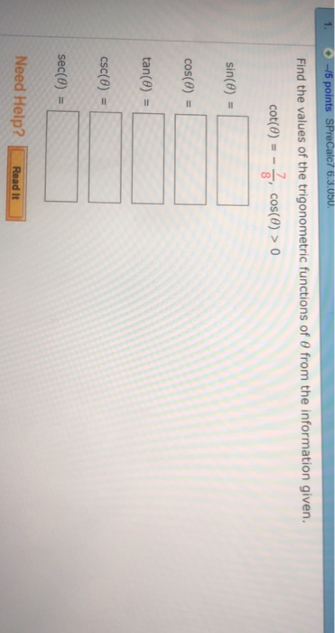 Solved Find the values of the trigonometric functions of θ | Chegg.com Solved Find the values of the trigonometric functions of θ | Chegg.com
