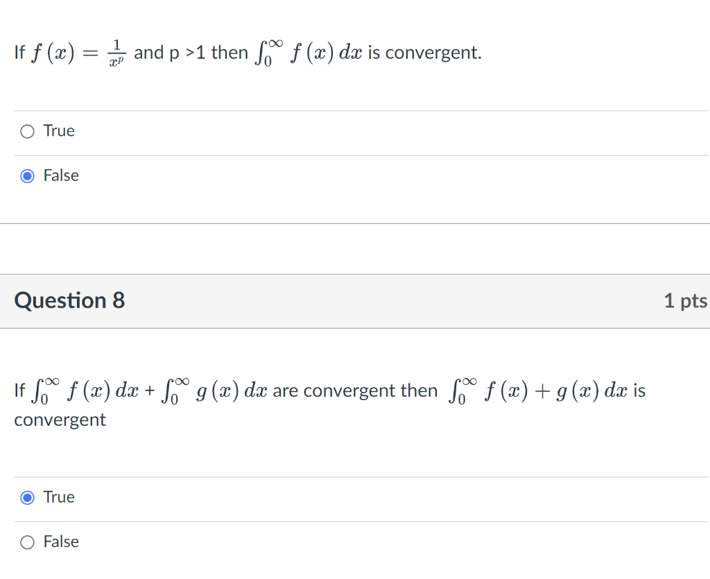 Solved If f(x)=xp1 and p>1 then ∫0∞f(x)dx is convergent. | Chegg.com