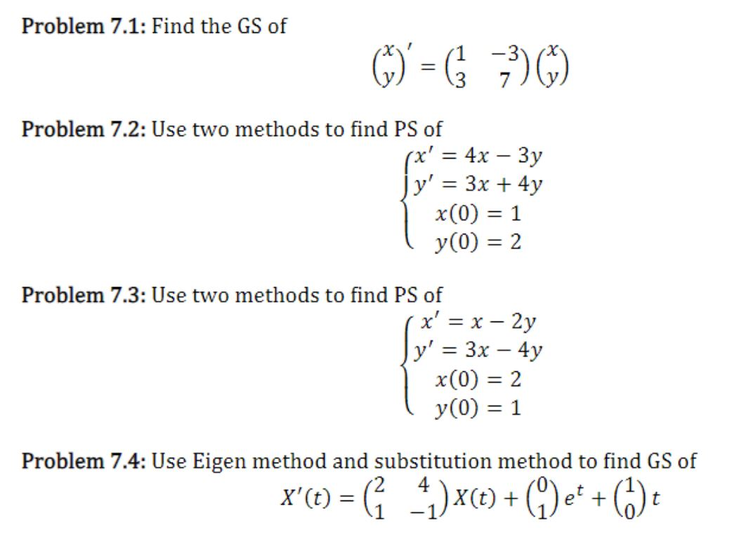 Solved Problem 7.1: Find the GS of (3) = (5 3) (5) Problem | Chegg.com