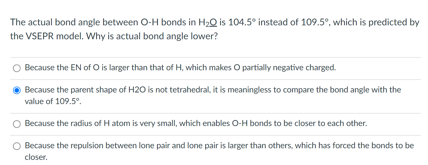 H2o Bond Angle