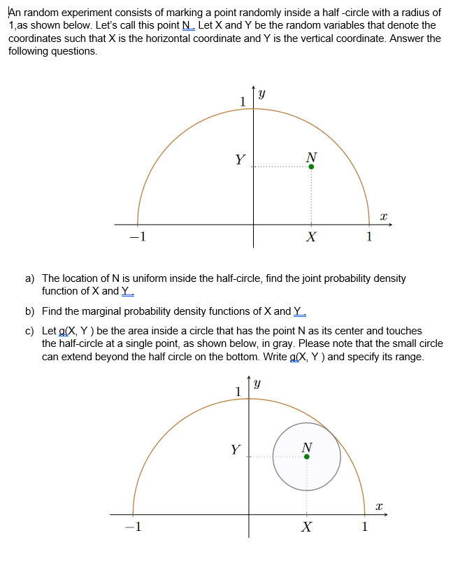 Solved An random experiment consists of marking a point | Chegg.com