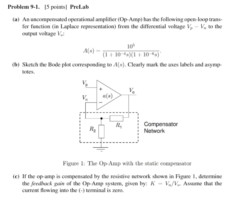 Solved Problem 9-1. [5 points] PreLab (a) An uncompensated | Chegg.com