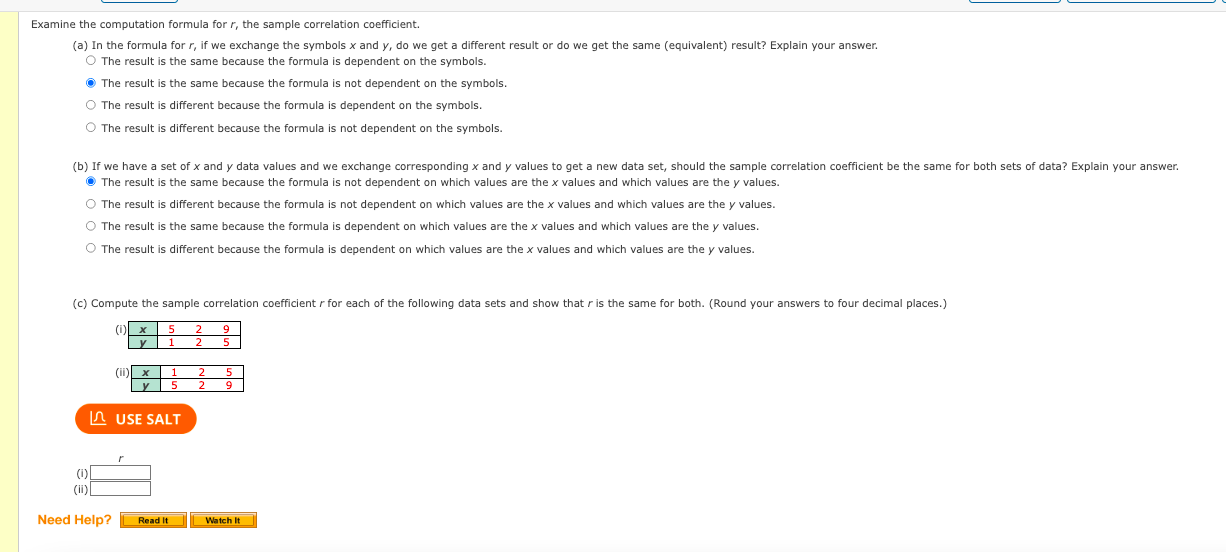 Solved Examine the computation formula for r, the sample | Chegg.com
