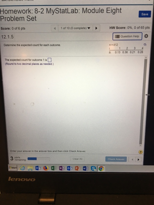 Solved Homework: 8-2 MyStatLab: Module Eight Save Problem | Chegg.com