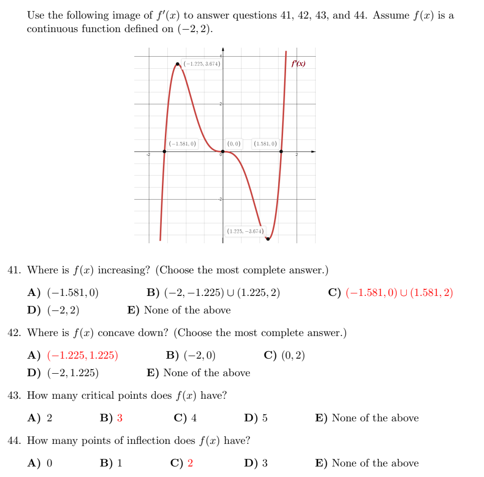 Solved Use the following image of \\( f^{\\prime}(x) \\) to | Chegg.com