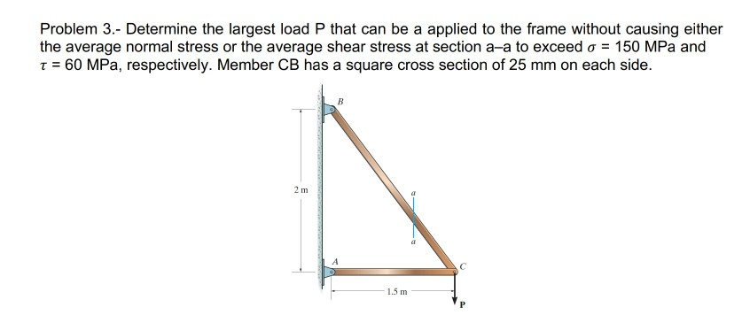 Solved Problem 3.- Determine the largest load P that can be | Chegg.com