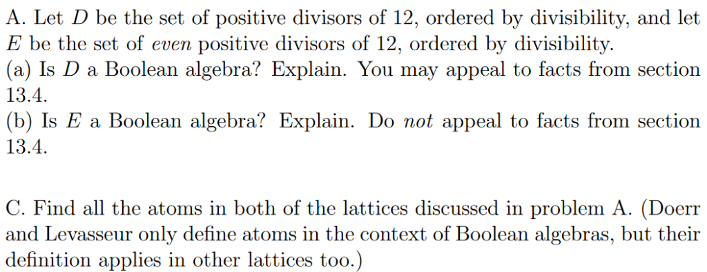 A. Let D be the set of positive divisors of 12, | Chegg.com