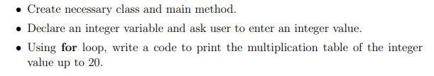 Solved • Create necessary class and main method. • Declare | Chegg.com