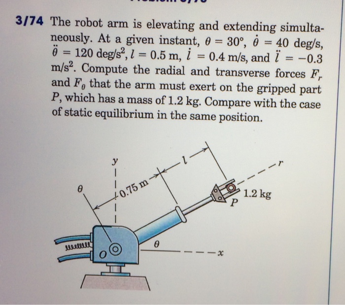 Solved The robot arm is elevating and extending | Chegg.com