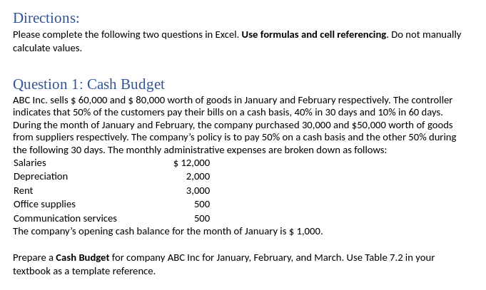 Solved Directions: Please complete the following two | Chegg.com
