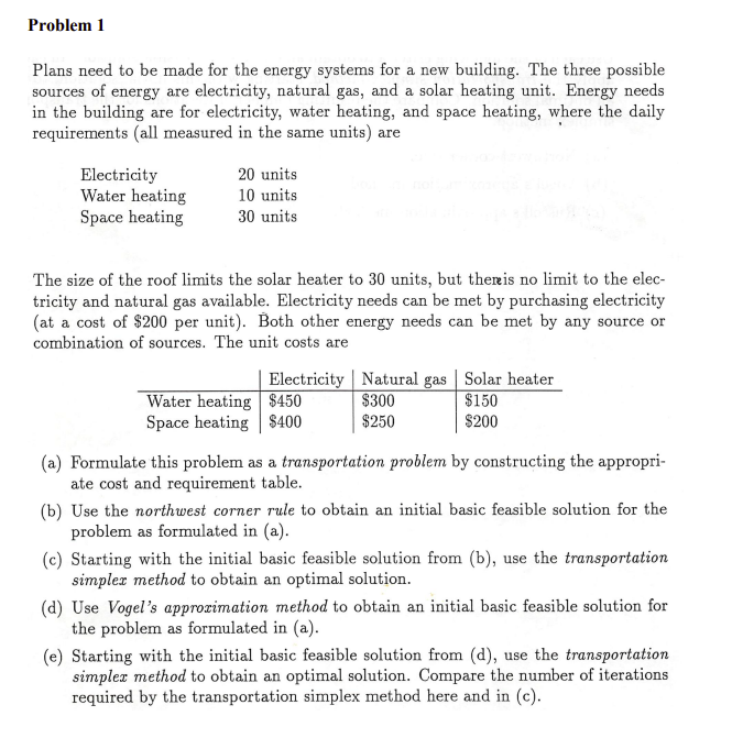 Solved Plans need to be made for the energy systems for a | Chegg.com