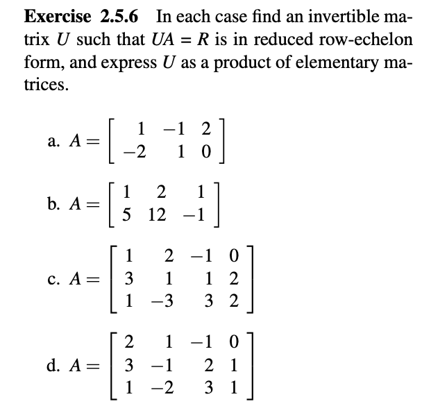 Solved Exercise 2.5.6 In each case find an invertible ma- | Chegg.com