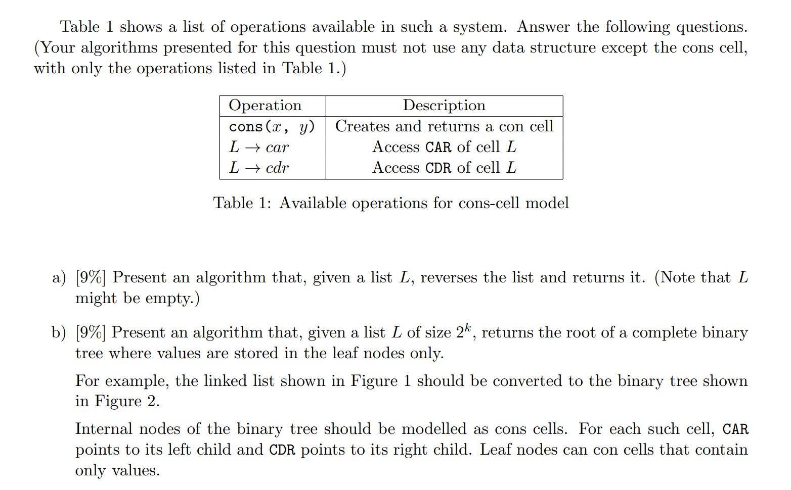 Solved Question 1 - Cons cells [27\%] A cons cell is a data | Chegg.com