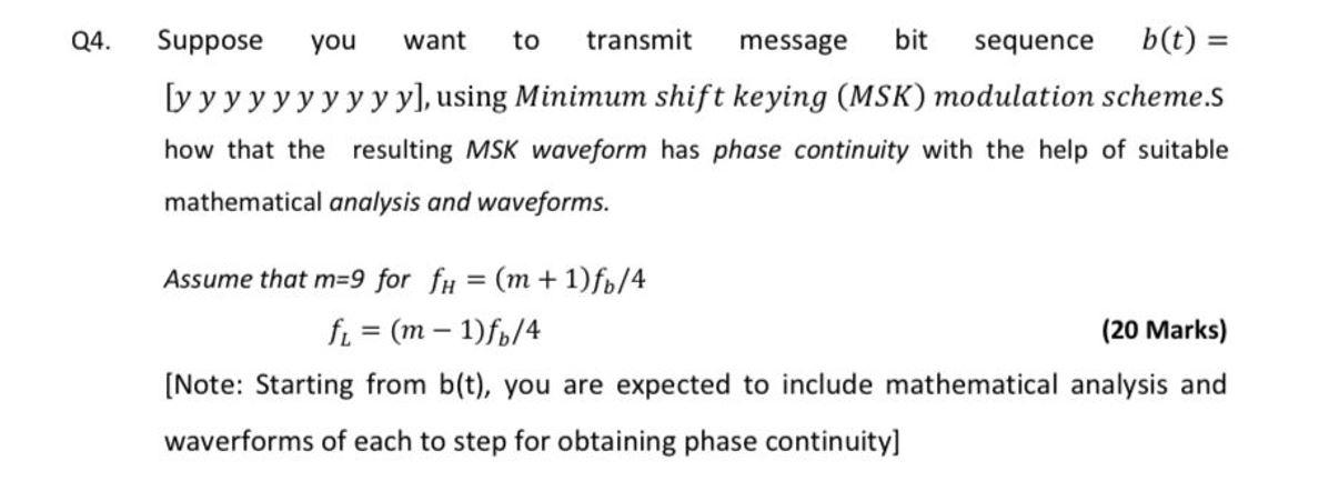 Solved Q4. = Suppose you want to transmit message bit | Chegg.com