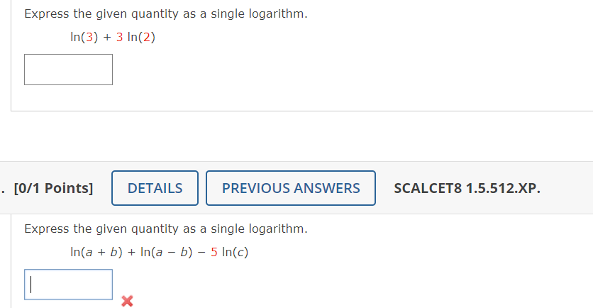 Solved Express the given quantity as a single logarithm. | Chegg.com