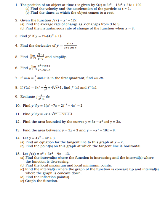 Solved 1 The Position Of An Object At Time T Is Given By