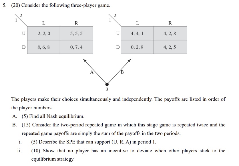 (20) ﻿Consider the following three-player game.The | Chegg.com