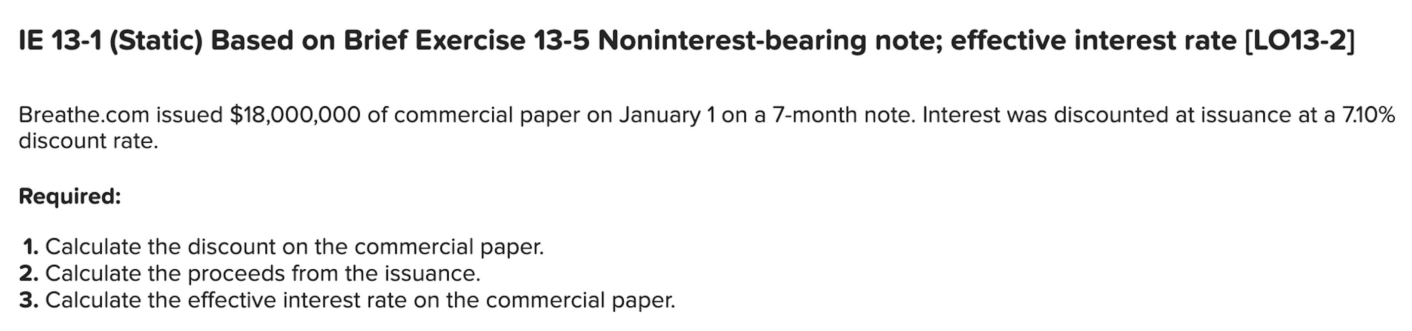 Solved IE 13-1 (Static) Based on Brief Exercise 13-5 | Chegg.com