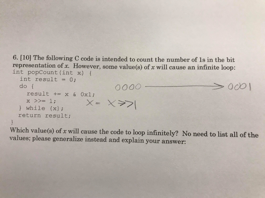 Solved 6. [10] The following C code is intended to count the | Chegg.com