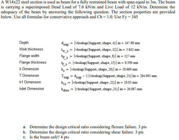 Solved A W14x22 steel section is used as beam for a fully | Chegg.com