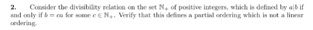 Solved 2. Consider the divisibility relation on the set N+ | Chegg.com