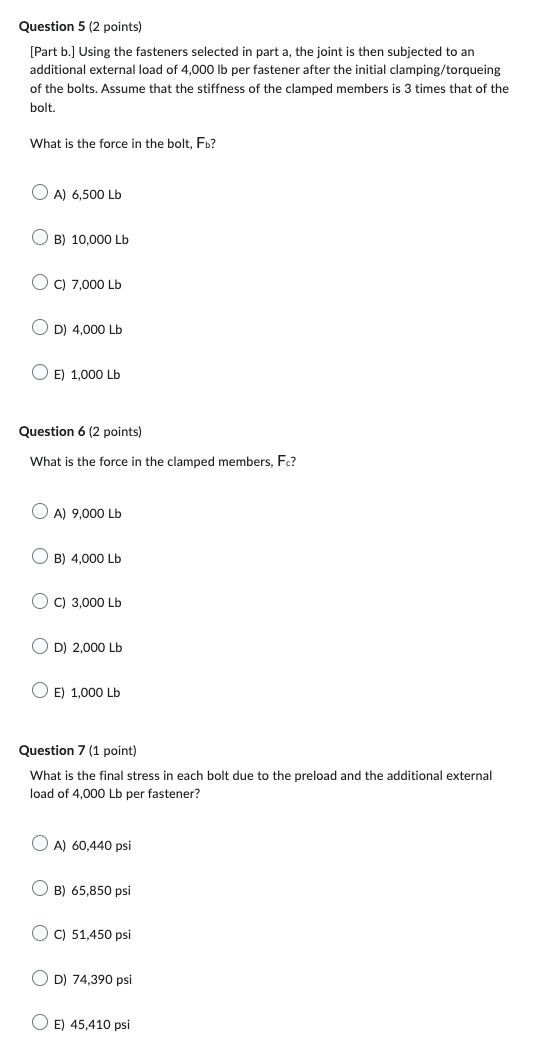 Solved Question 5 ( 2 points) [Part b.] Using the fasteners | Chegg.com