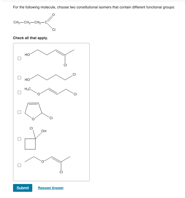 Solved For the following molecule, choose two constitutional | Chegg.com