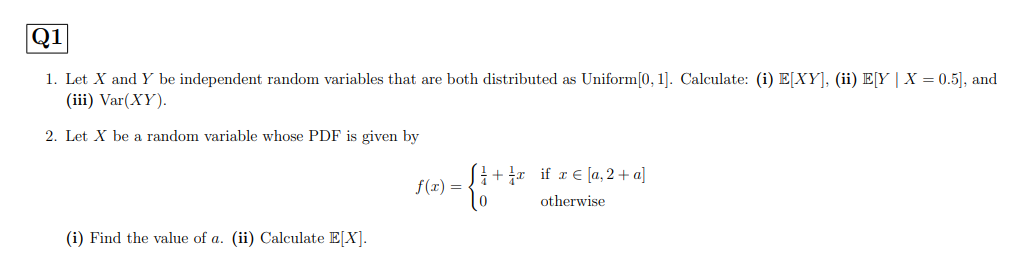 Solved Q1\\nLet x and Y be independent random variables that | Chegg.com
