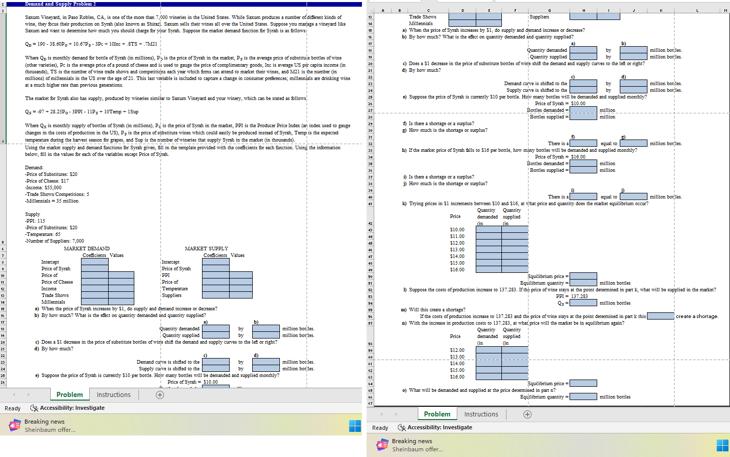 2 "In cells D8-D14, ﻿E10-E14, ﻿H8-H13, ﻿and I10-I13, | Chegg.com