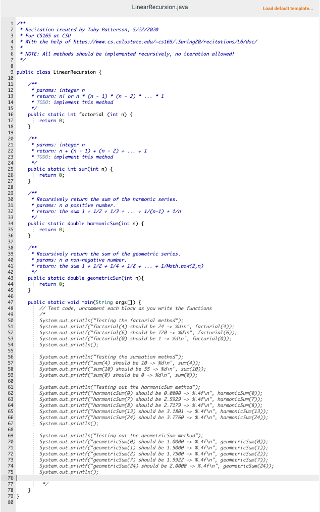 Solved Module 2: Lab 3 - ﻿Review Linear RecursionLinear | Chegg.com
