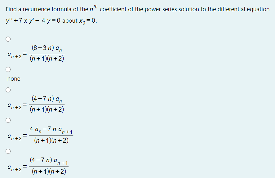 Solved Find a recurrence formula of the nth coefficient of | Chegg.com