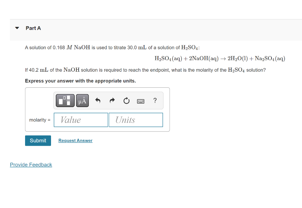 Solved A solution of 0.168 MNaOHMNaOH is used to titrate | Chegg.com