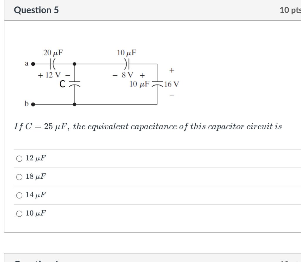 Solved If C=25μF, the equivalent capacitance of this | Chegg.com