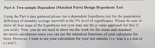 Solved Part 4: Two-sample Dependent (Matched Pairs) Design | Chegg.com