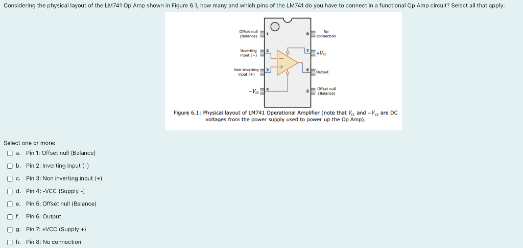 Solved Considering the physical layout of the LM741 Op Amp | Chegg.com