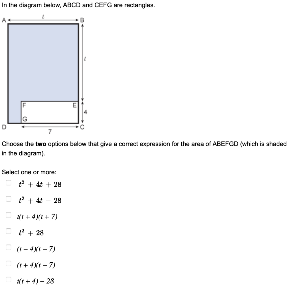 Solved In the diagram below, ABCD and CEFG are rectangles. | Chegg.com