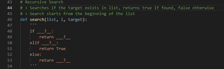 Solved [PYTHON] Using recursion modify only the __?__ | Chegg.com
