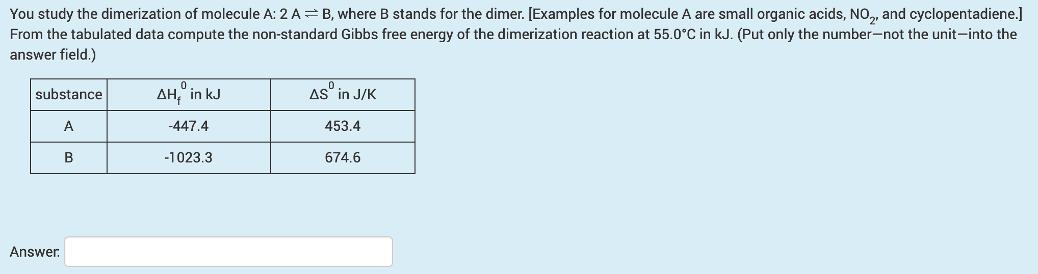 Solved You study the dimerization of molecule A: 2 A =B, | Chegg.com