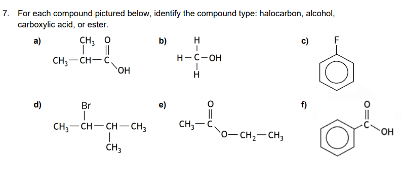 Solved For each compound pictured below, identify the | Chegg.com