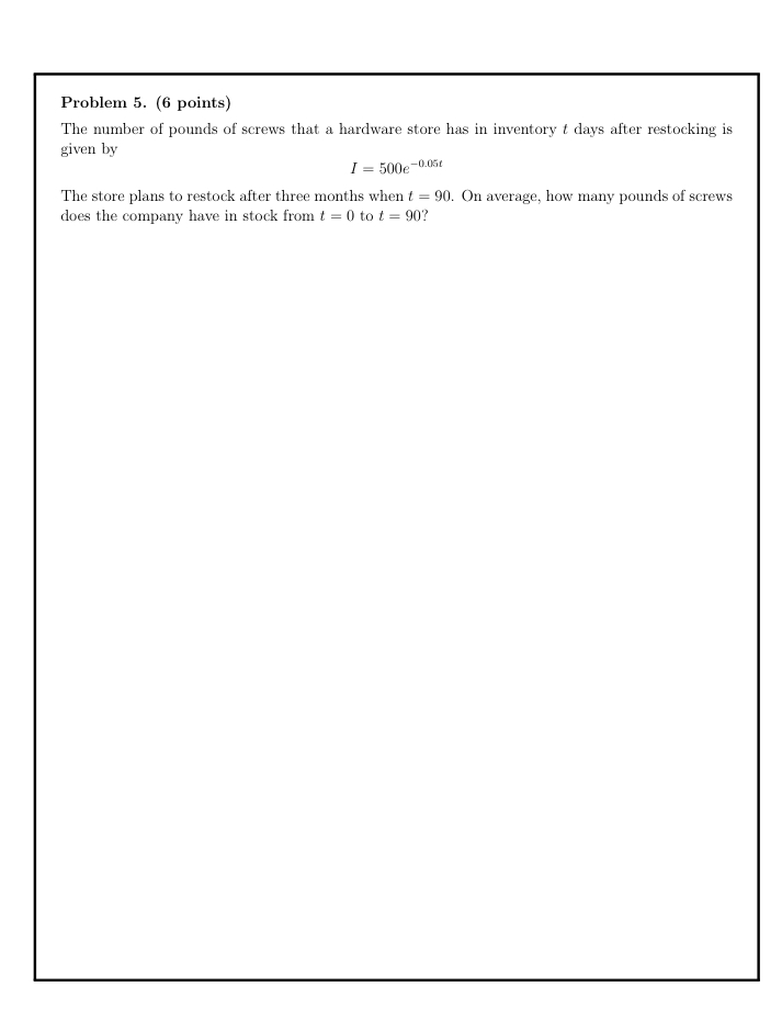 Solved Problem 5. (6 points) The number of pounds of screws | Chegg.com