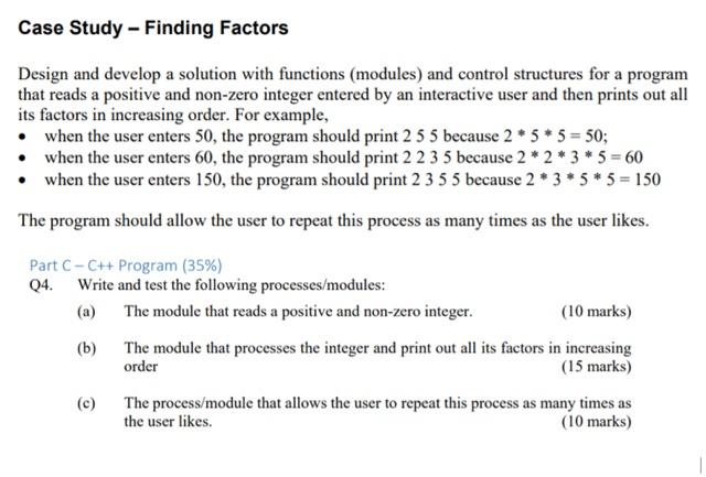 Solved Case Study - Finding Factors Design and develop a | Chegg.com