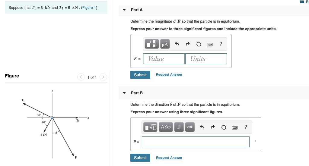 Solved IR Suppose that Ti = 8 kN and T2 = 6 kN. (Figure 1) | Chegg.com