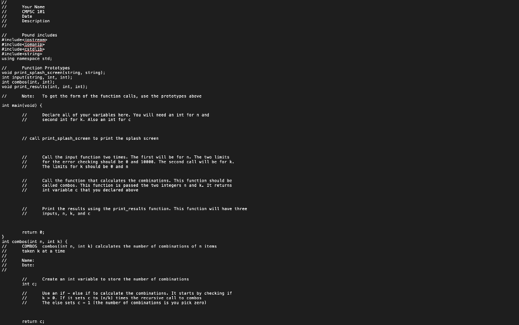 Solved Objective Recursion Project A combination is the | Chegg.com
