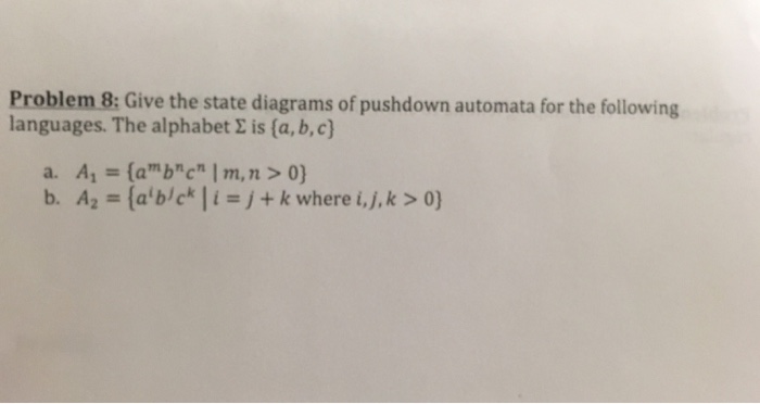 Solved Give the state diagrams of pushdown automata for the | Chegg.com